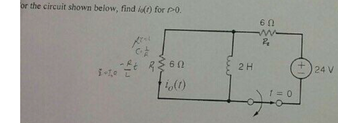 Solved For the circuit shown below, find i0(t) ﻿for t>0. | Chegg.com