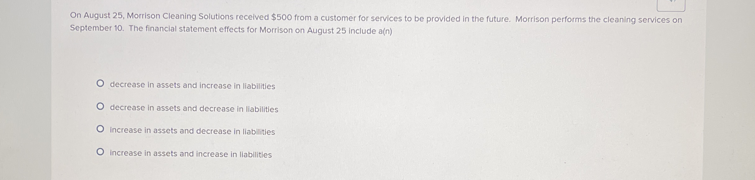 Solved On August 25, ﻿Morrison Cleaning Solutions received | Chegg.com