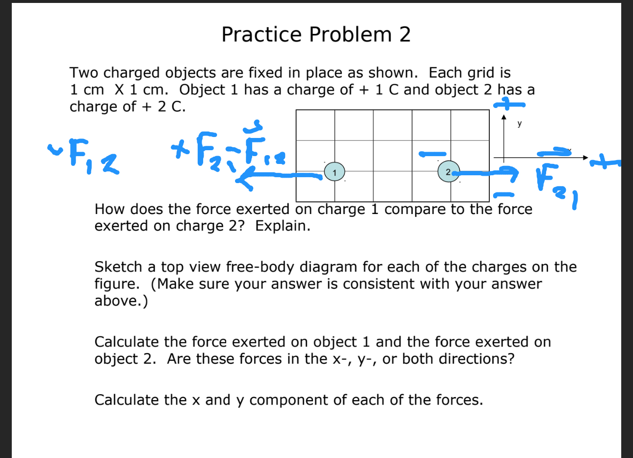 Solved Practice Problem 2Two charged objects are fixed in | Chegg.com