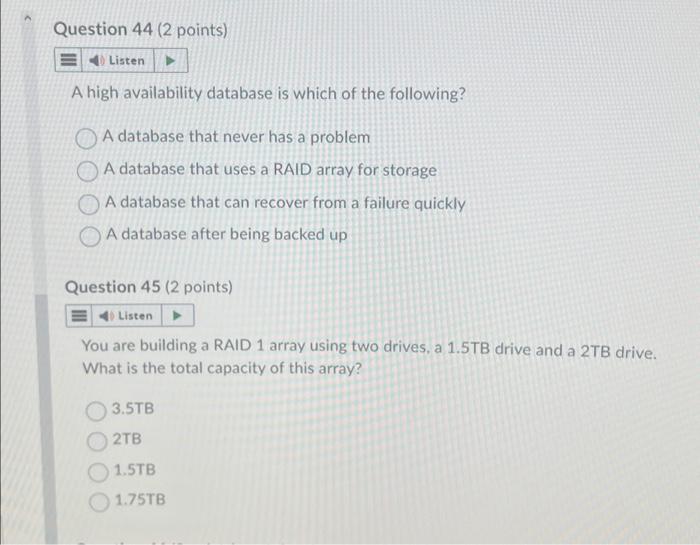 Solved A high availability database is which of the | Chegg.com Solved A high availability database is which of the | Chegg.com