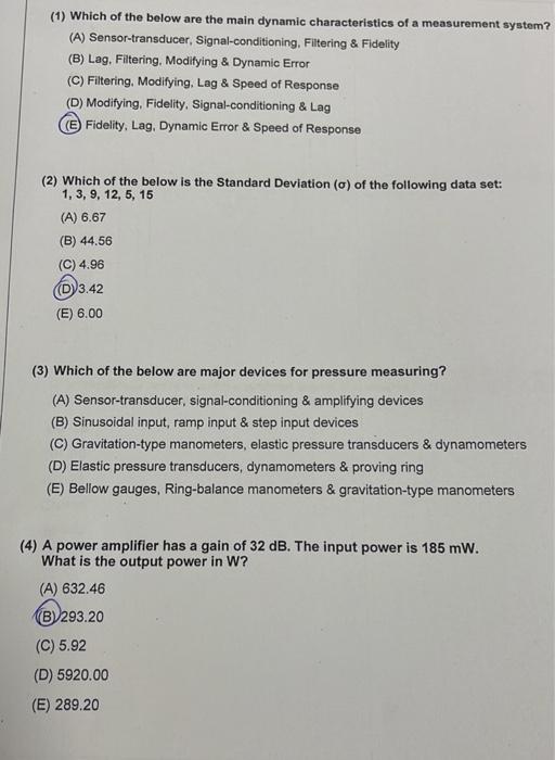 Solved (1) Which of the below are the main dynamic | Chegg.com