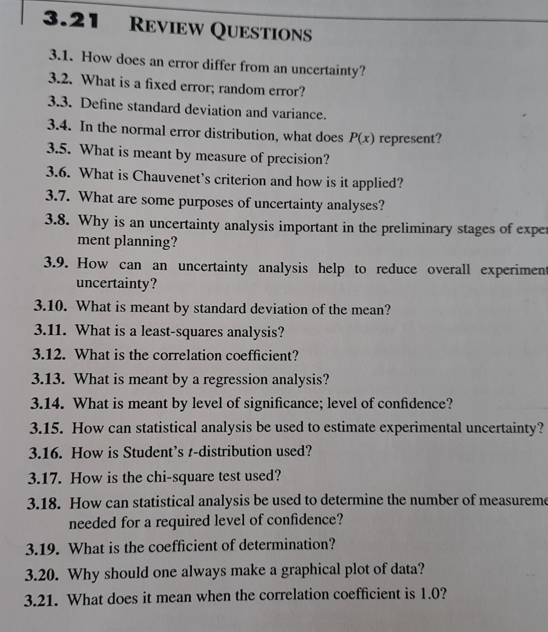 Solved 3.21 REVIEW QUESTIONS a 3.1. How does an error differ | Chegg.com