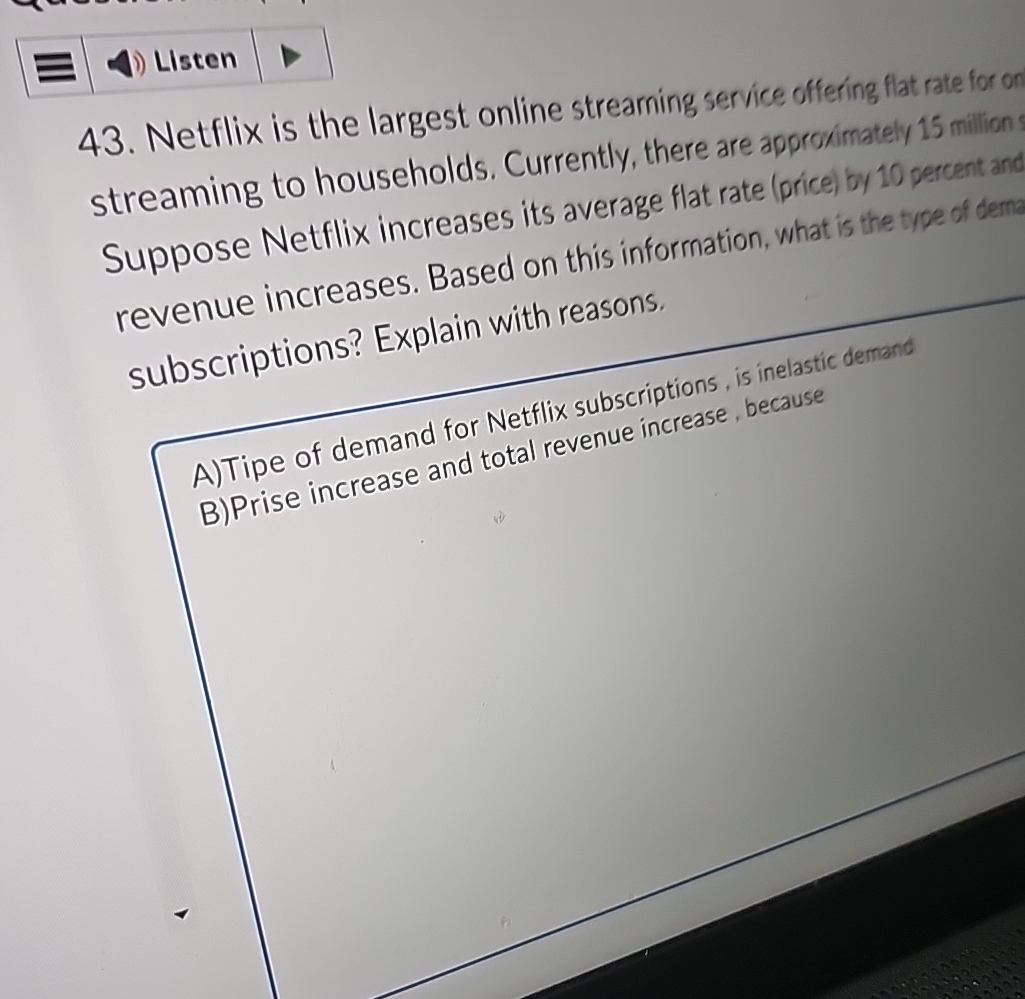 Solved Netflix is the largest online streaming service | Chegg.com