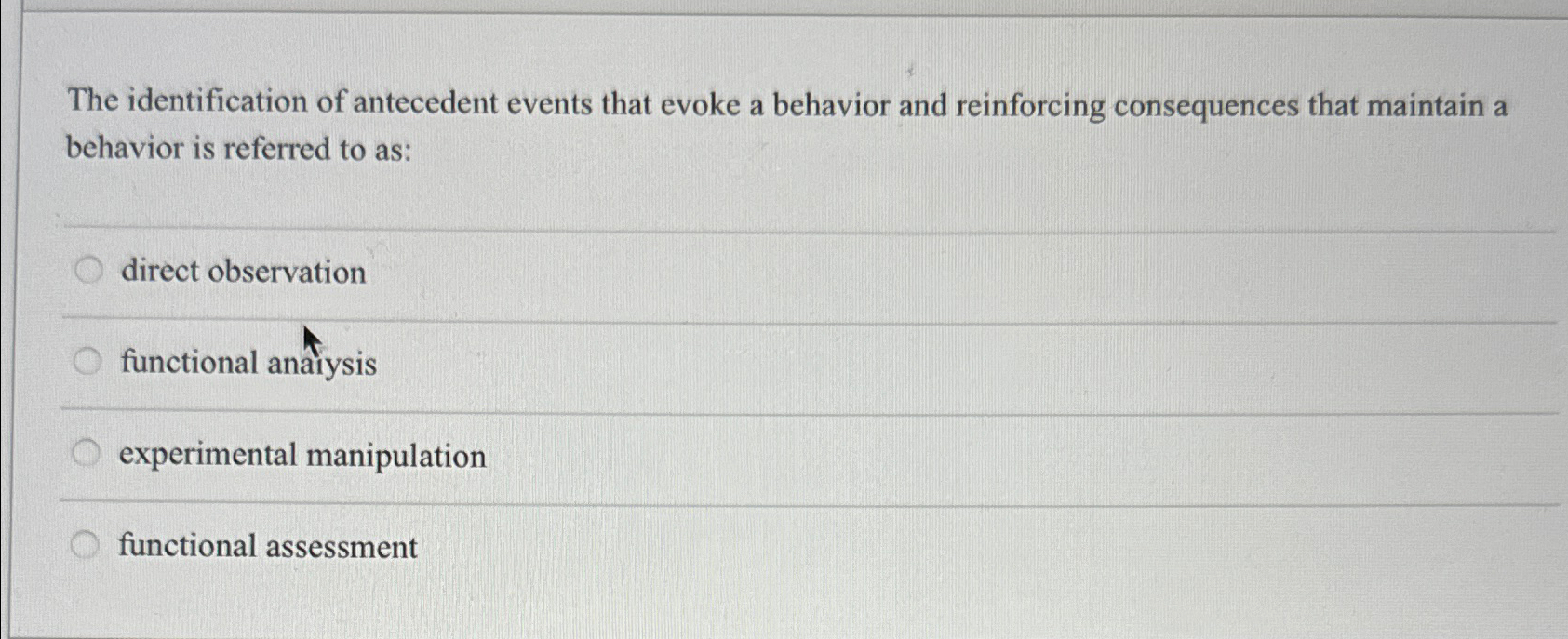 Solved The identification of antecedent events that evoke a | Chegg.com