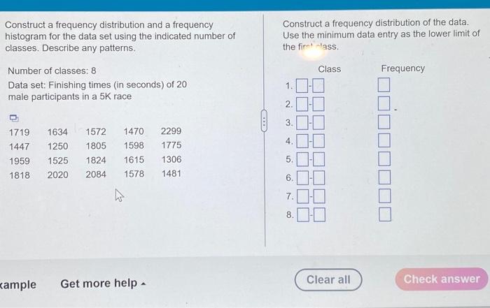 Solved Construct a frequency distribution and a frequency | Chegg.com