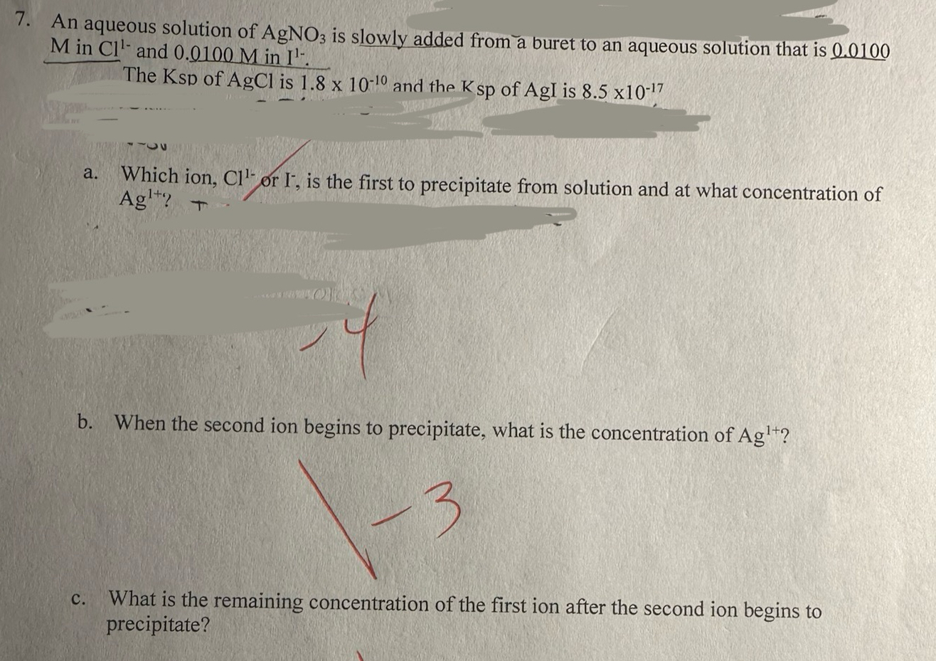 An aqueous solution of AgNO3 ﻿is slowly added from a | Chegg.com