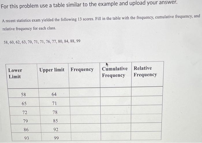 Solved For this problem use a table similar to the example | Chegg.com