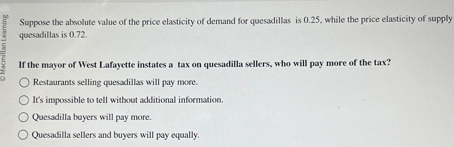 Solved Suppose the absolute value of the price elasticity of | Chegg.com