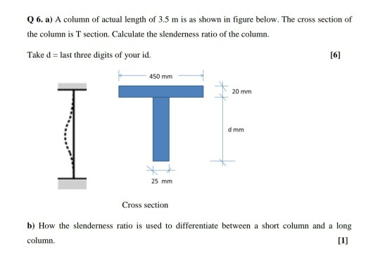 Solved Q6 A A Column Of Actual Length Of 3 5 M Is As Shown