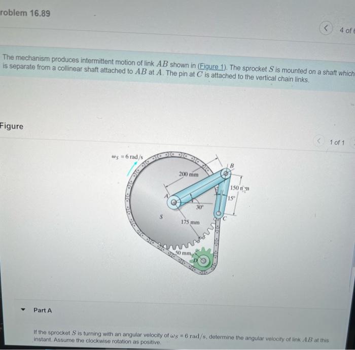 Solved The mechanism produces intermittent motion of link AB | Chegg.com