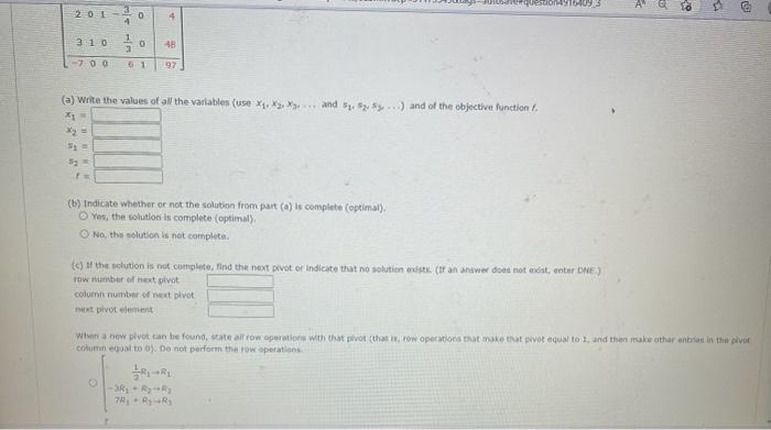 (a) Wite the values of all the variables (use | Chegg.com