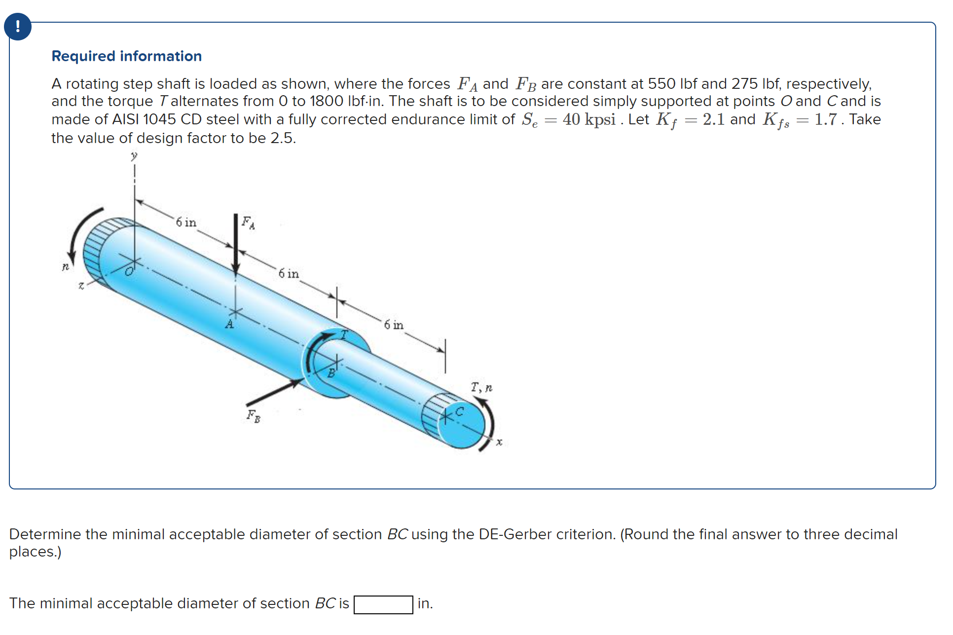 Solved !Required informationA rotating step shaft is loaded | Chegg.com