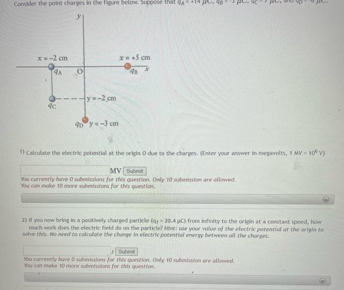 1) Calculate the electric potential at the origin O | Chegg.com