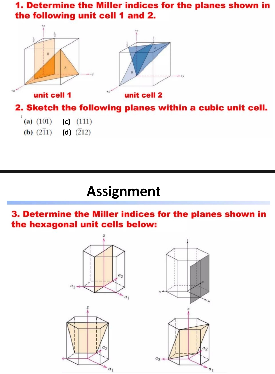 Solved Determine the Miller indices for the planes shown in | Chegg.com