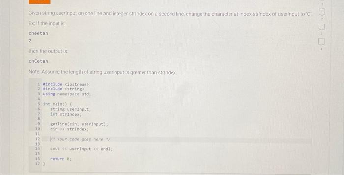  Solved Given String Userinput On One Line And Integer St