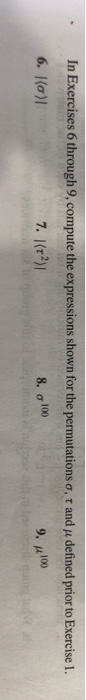 In Exercises 6 through 9, compute the expressions | Chegg.com