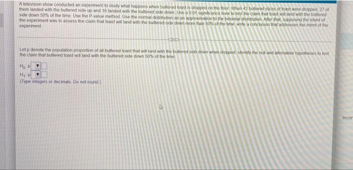 Solved A television show conducted an experiment to study | Chegg.com