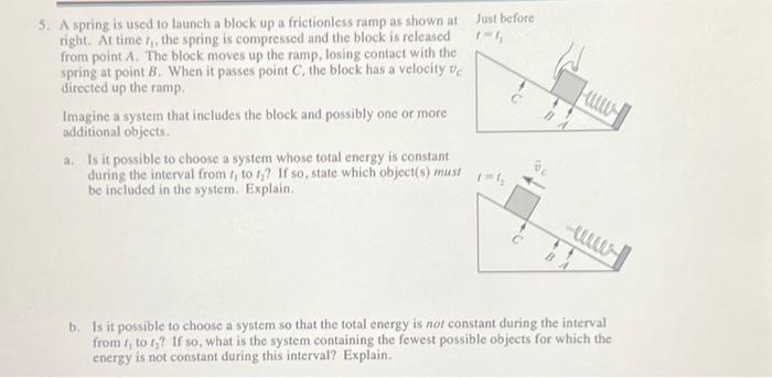 Solved 5. A spring is used to launch a block up a | Chegg.com