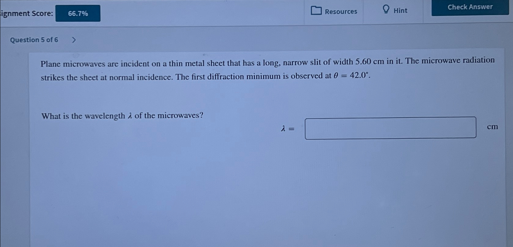 Solved ignment Score:ResourcesHintQuestion 5 ﻿of 6Plane | Chegg.com