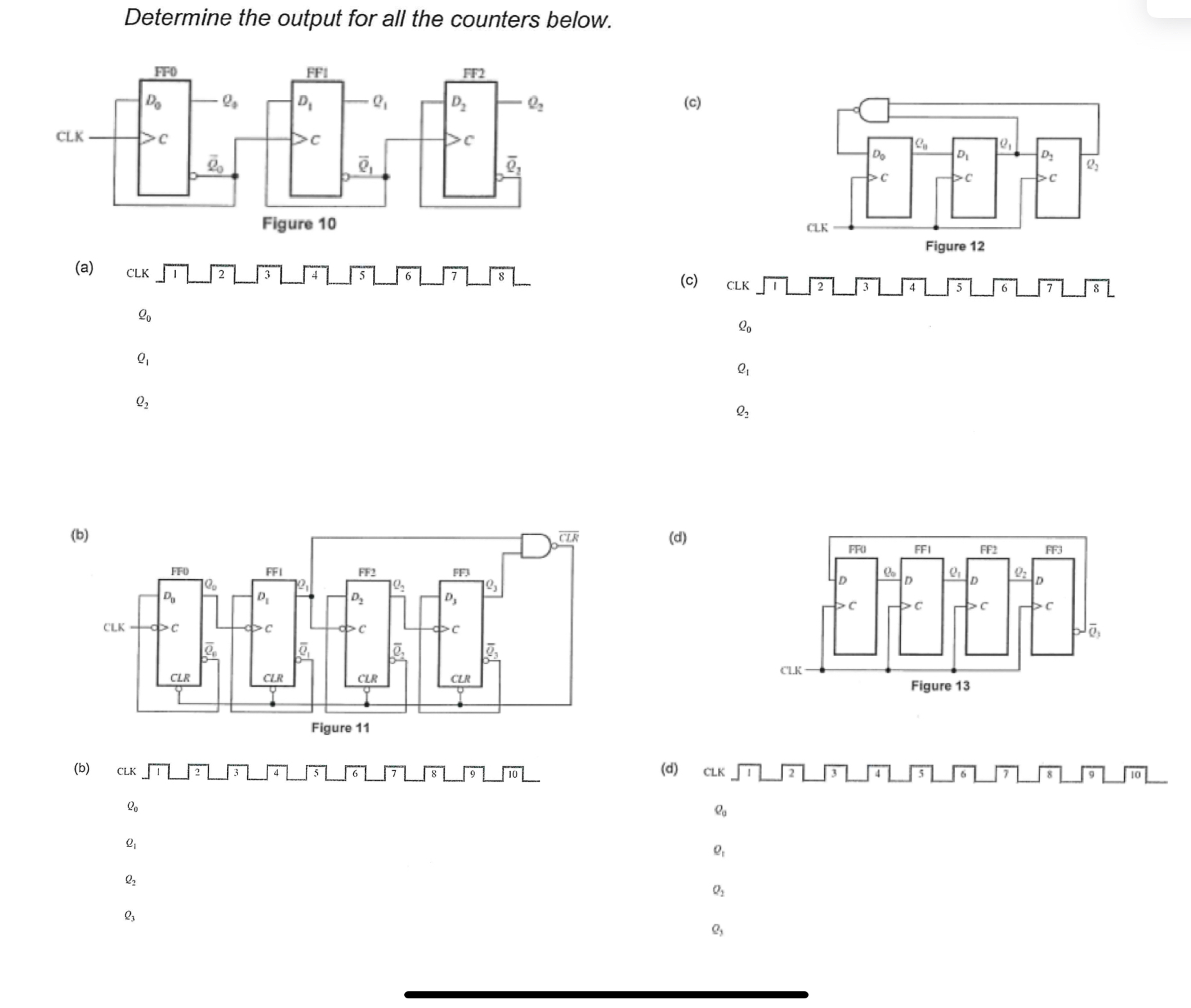 Determine the output for all the counters | Chegg.com
