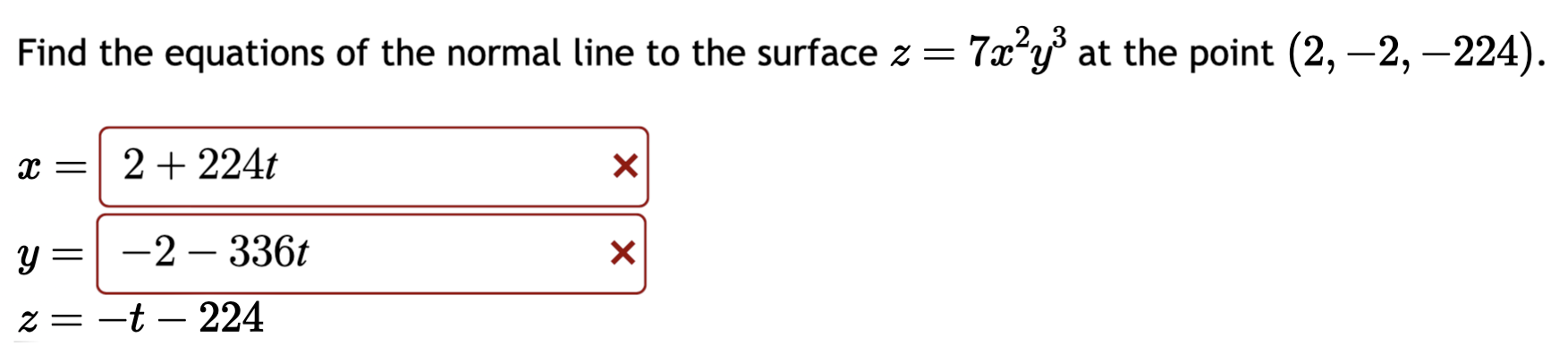 Solved Find the equations of the normal line to the surface | Chegg.com