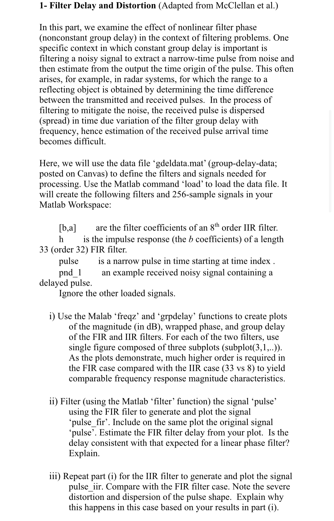 Solved 1- ﻿Filter Delay and Distortion (Adapted from | Chegg.com