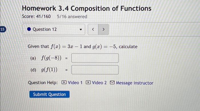 Solved Homework 3.4 Composition of Functions Score: | Chegg.com