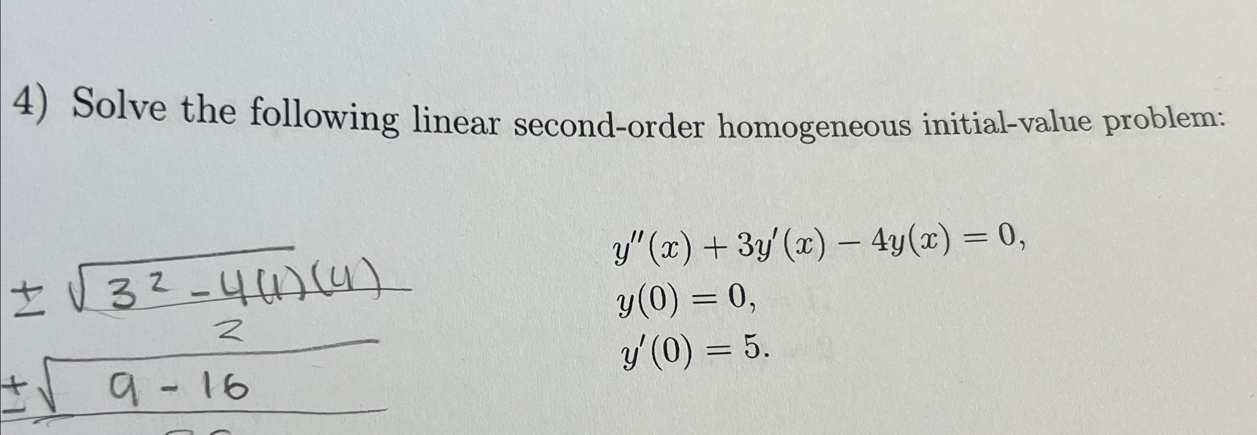 Solved Solve the following linear second-order homogeneous | Chegg.com
