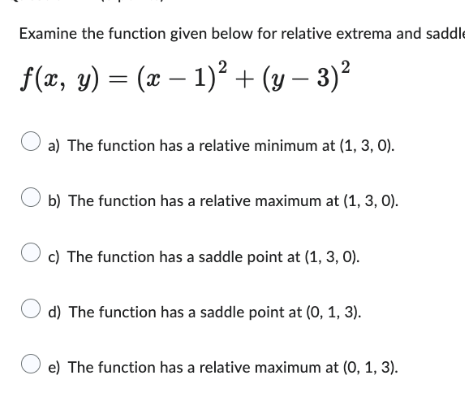 Solved Examine the function given below for relative extrema | Chegg.com