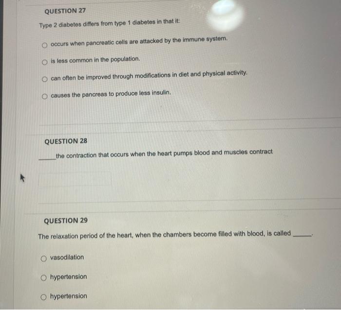 Solved Type 2 diabetes differs from type 1 diabetes in that | Chegg.com
