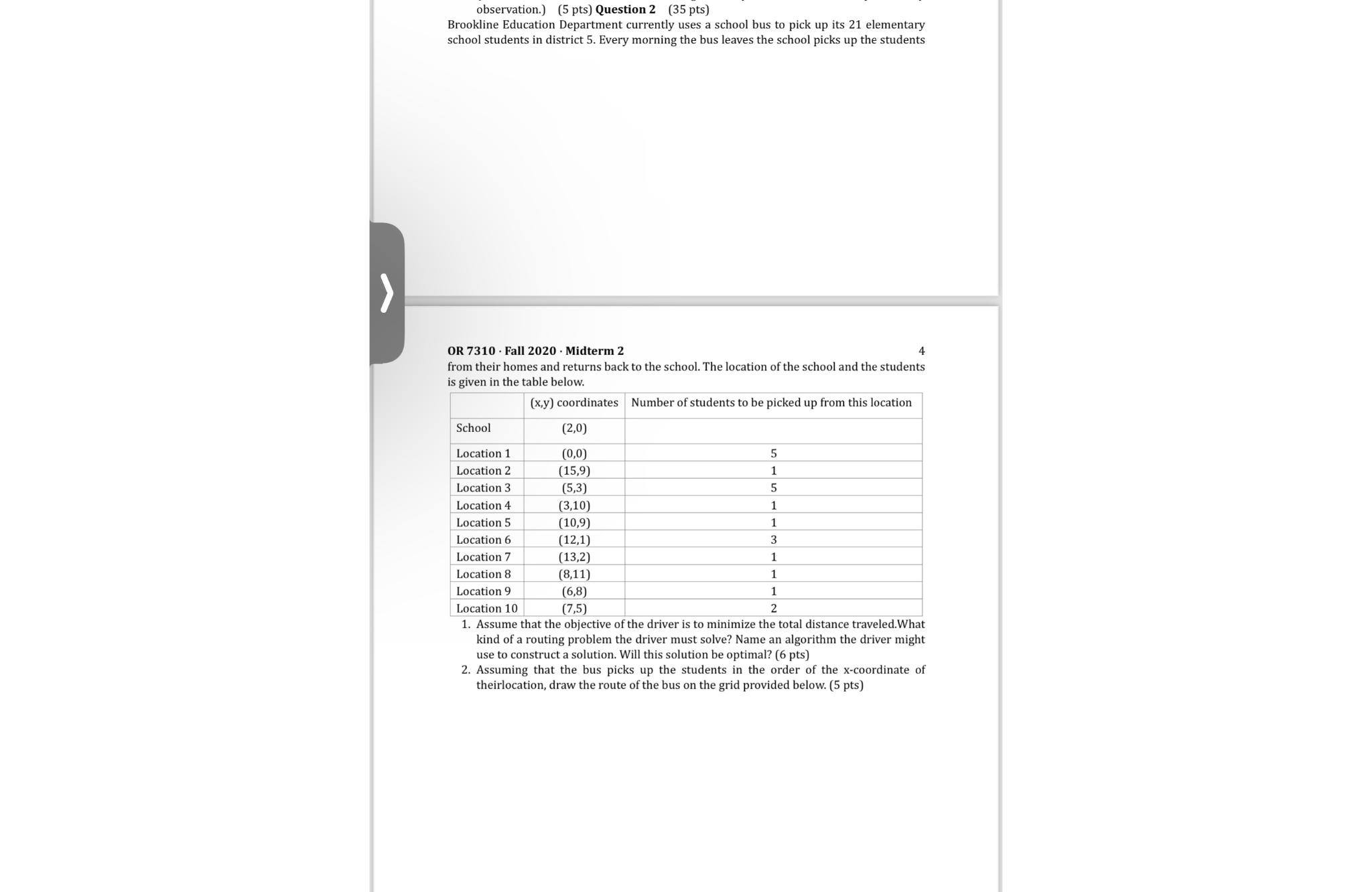 Solved observation.) (5 ﻿pts) ﻿Question 2 (35 ﻿pts)Brookline | Chegg.com