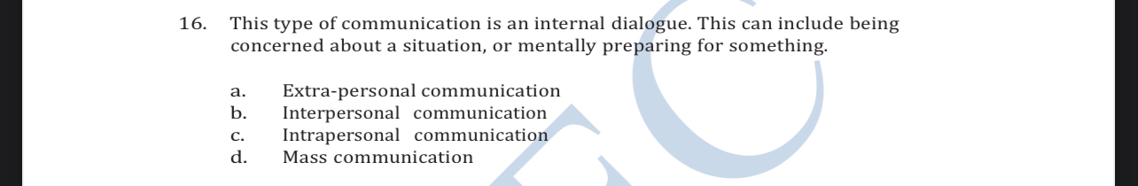 Solved Multiple choice1.This type of communication is an | Chegg.com
