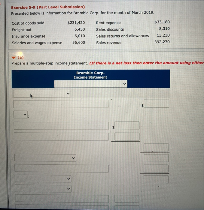 Solved Exercise 5-9 (Part Level Submission) Presented below | Chegg.com