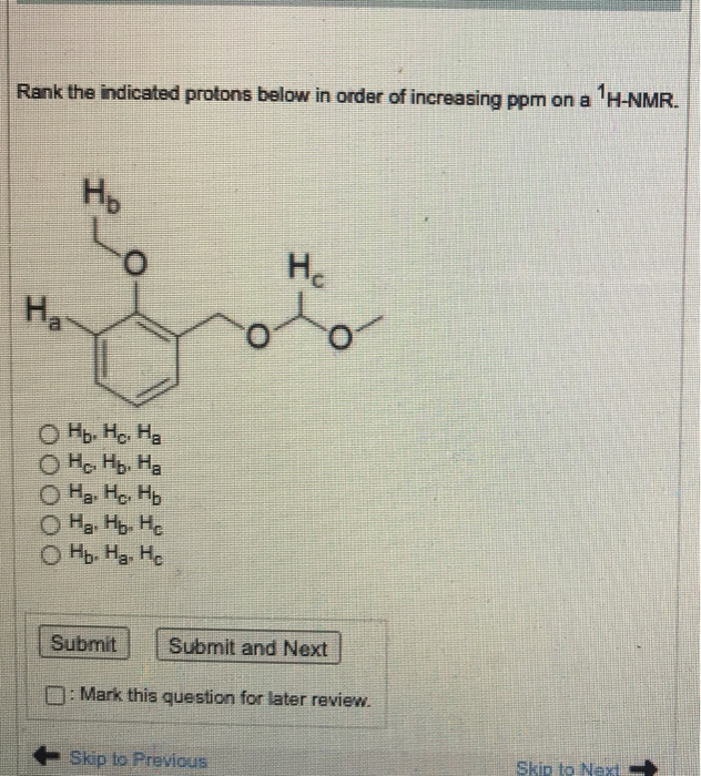 Solved Rank the indicated protons below in order of | Chegg.com