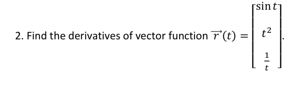 Solved Find the derivatives of vector function | Chegg.com