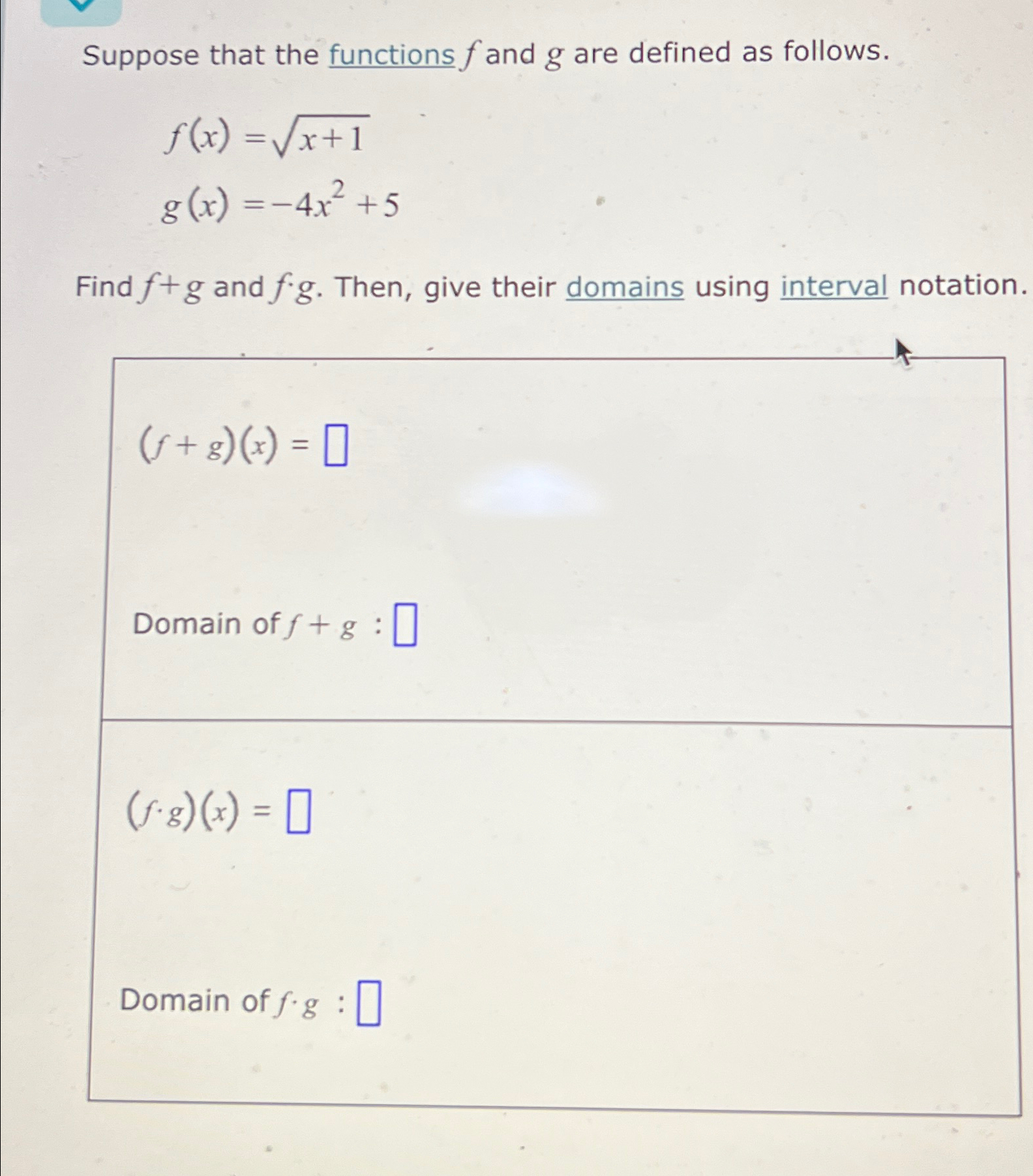 Solved Suppose that the functions f ﻿and g ﻿are defined as | Chegg.com