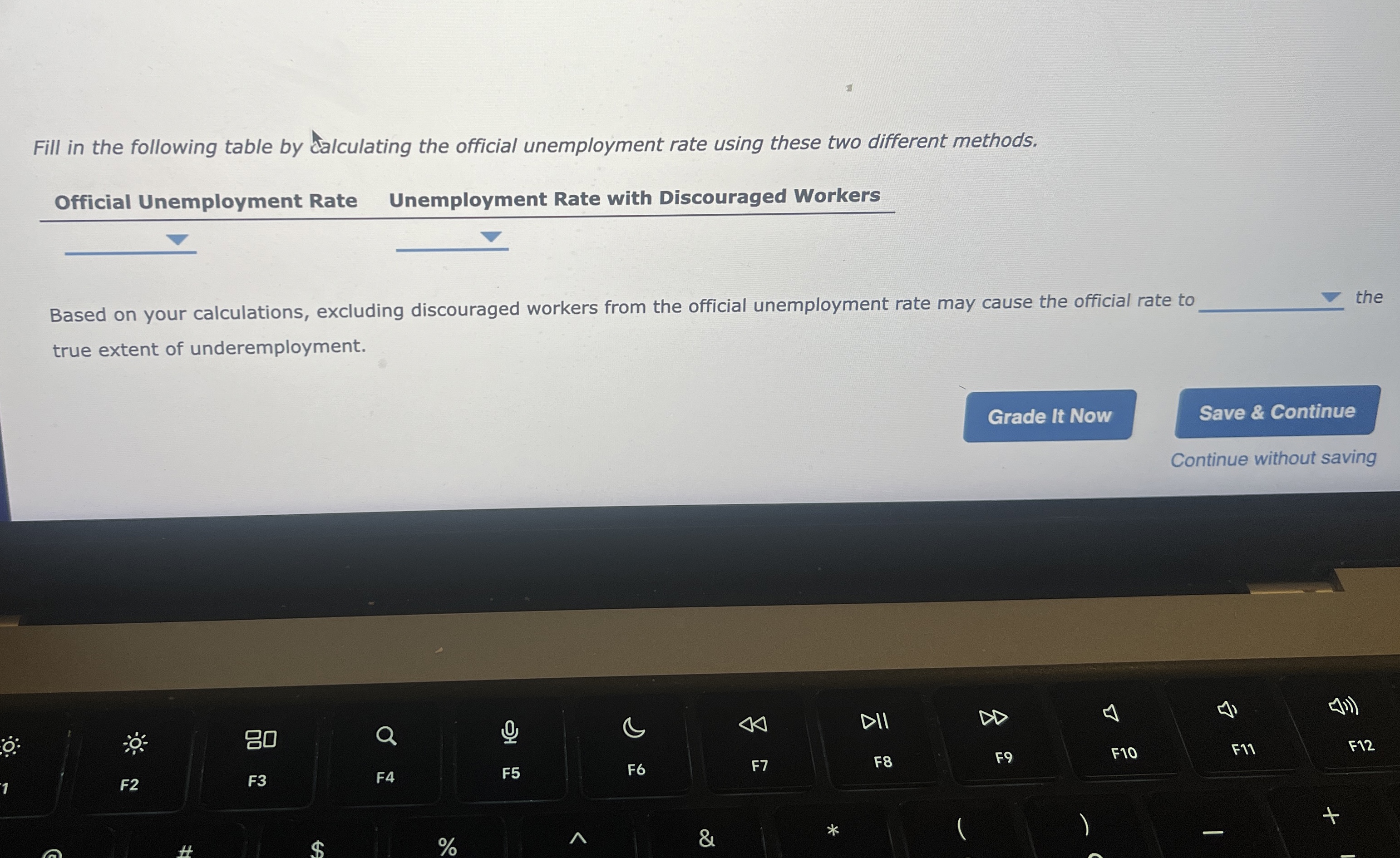 Solved Official Unemployment Rate Unemployment Rate with | Chegg.com