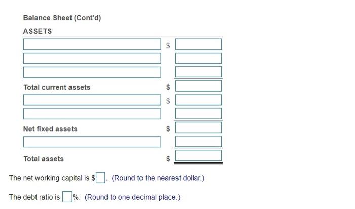 working with an income statement and balance sheet. | Chegg.com