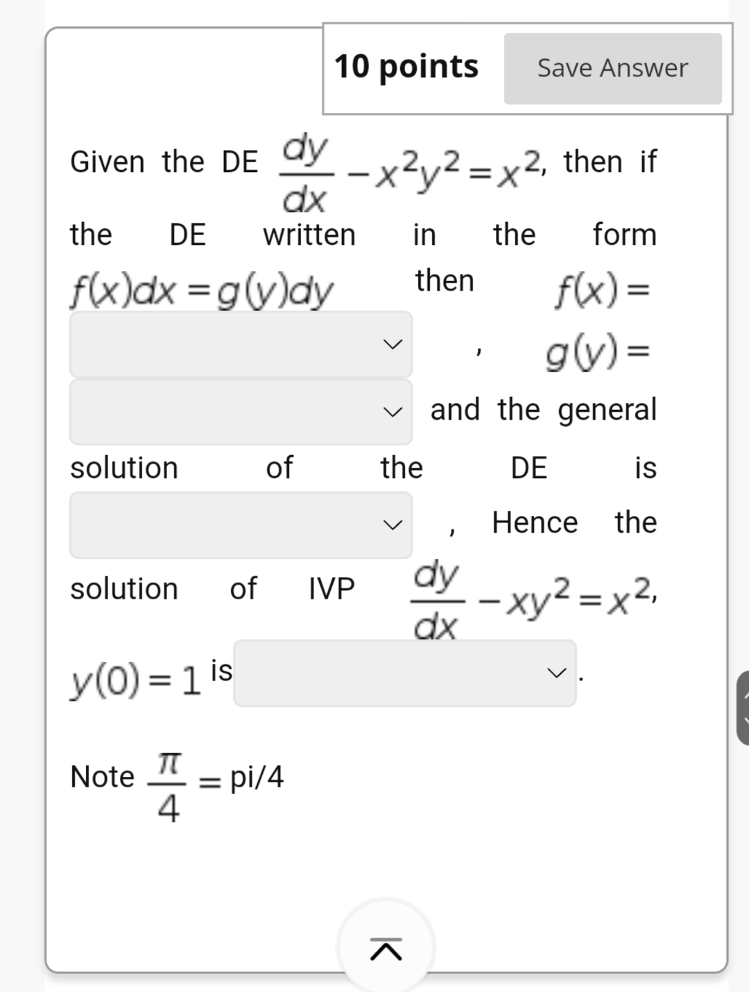 Solved Given the DEdxdy−x2y2=x2, then if the DE written in | Chegg.com