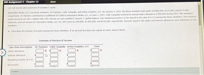 Solved > LLC net income and statement of members' equity | Chegg.com