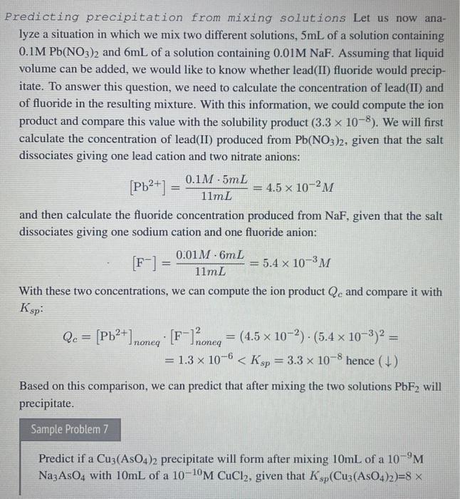 Solved Predicting precipitation from mixing solutions Let us | Chegg.com