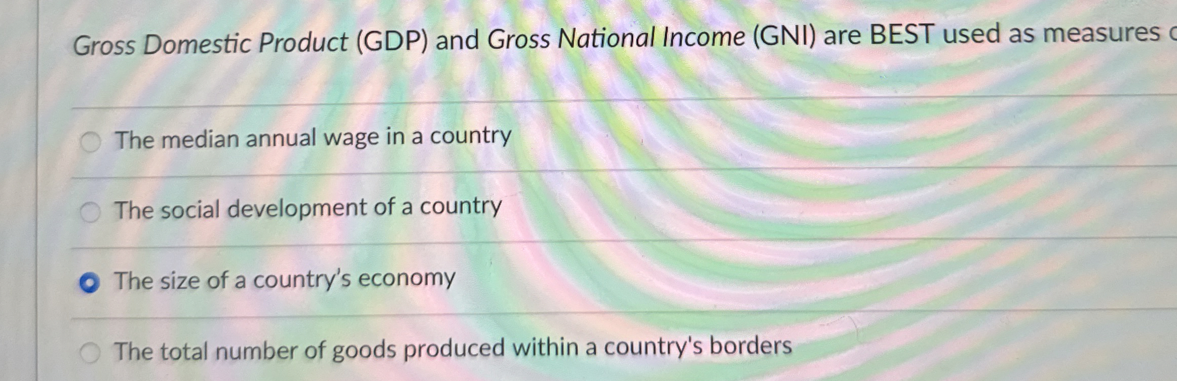 Solved Gross Domestic Product (GDP) ﻿and Gross National | Chegg.com