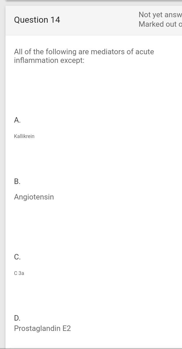 Solved All of the following are mediators of acute | Chegg.com