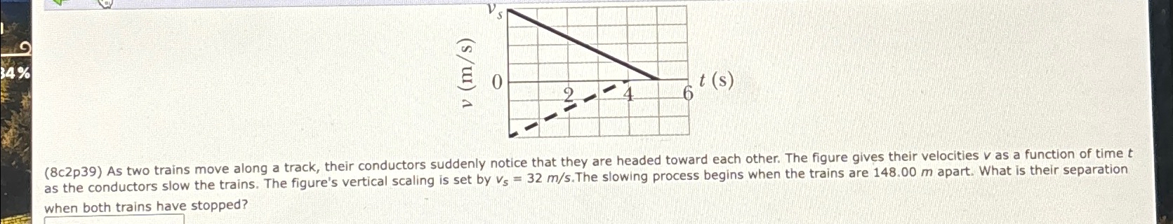 Solved (8c2p39) ﻿As two trains move along a track, their | Chegg.com