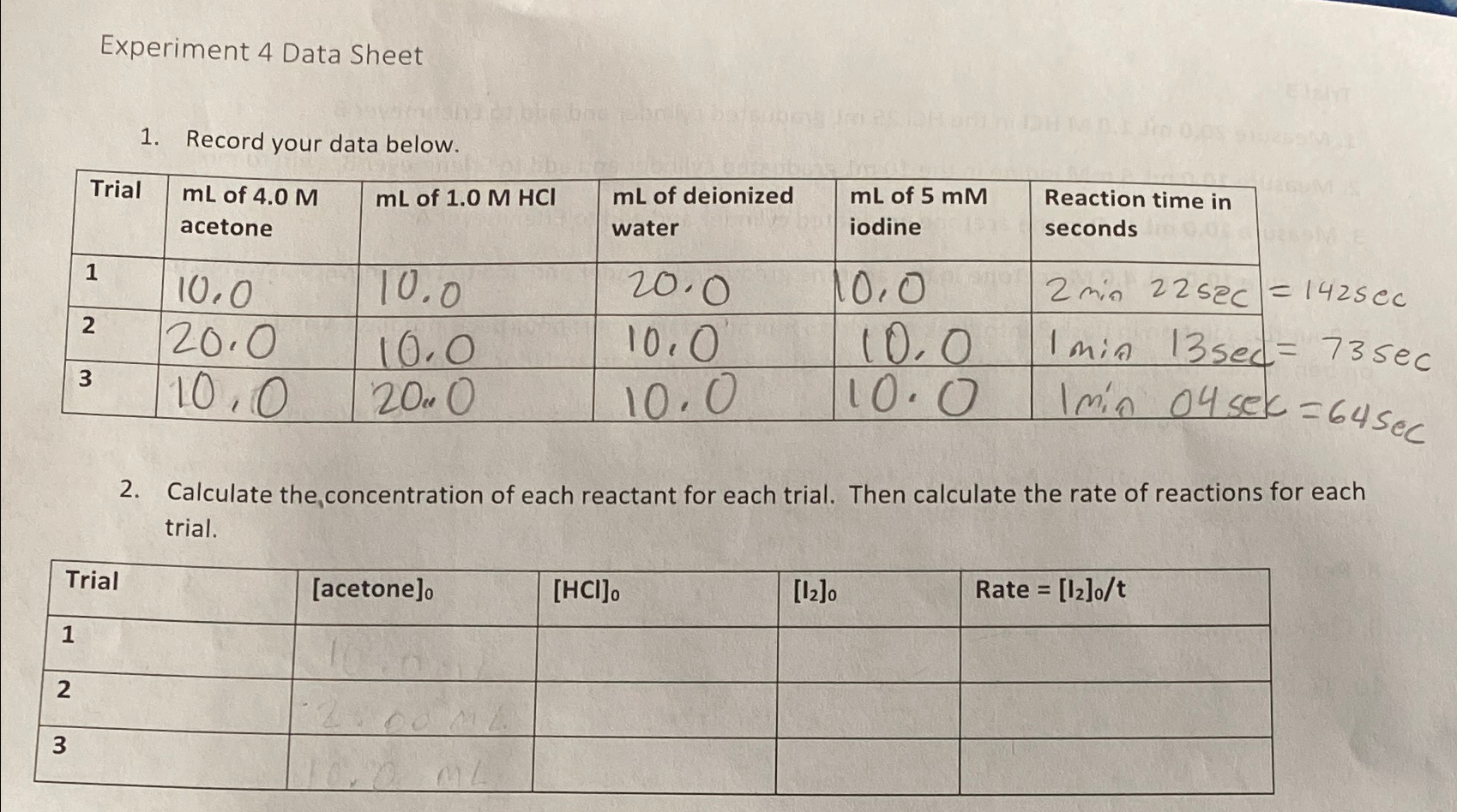 Solved Experiment 4 ﻿Data SheetRecord your data | Chegg.com