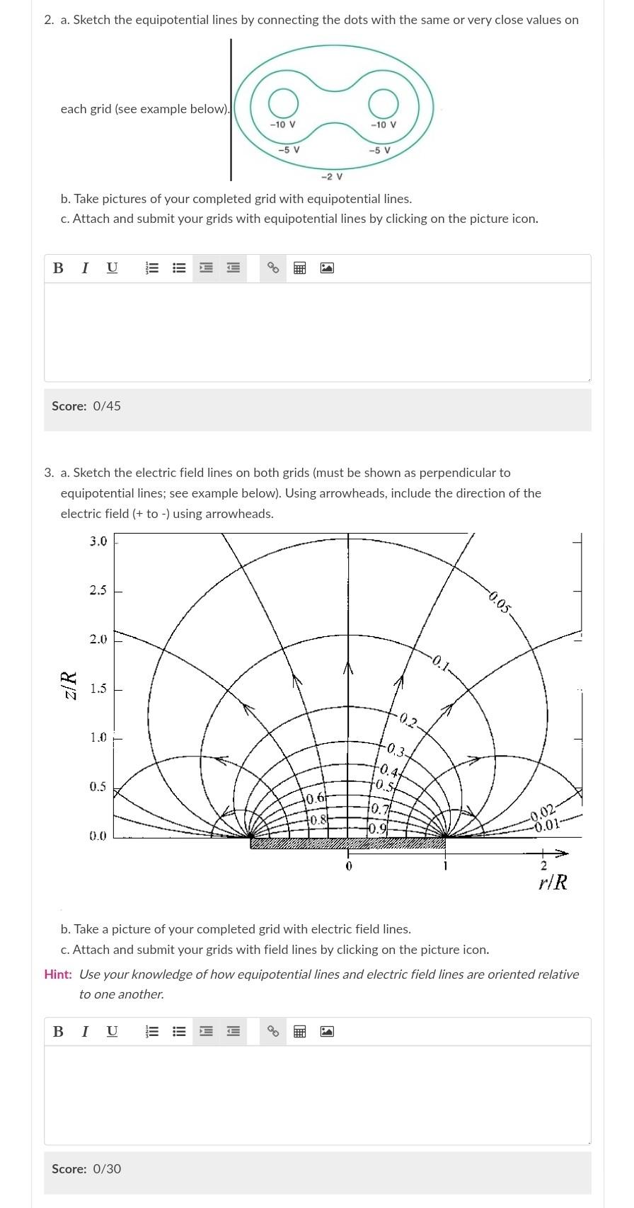 2. a. Sketch the equipotential lines by connecting | Chegg.com