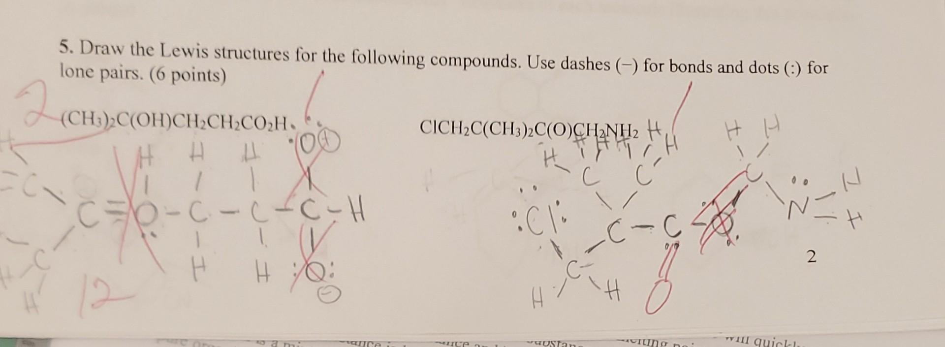 Solved 5. Draw the Lewis structures for the following | Chegg.com