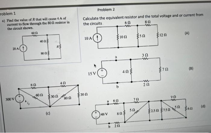 Solved roblem 1 a) Find the value of R that will cause 4 A | Chegg.com