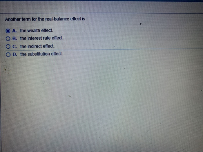 Solved Another term for the real-balance effect is O A. the | Chegg.com
