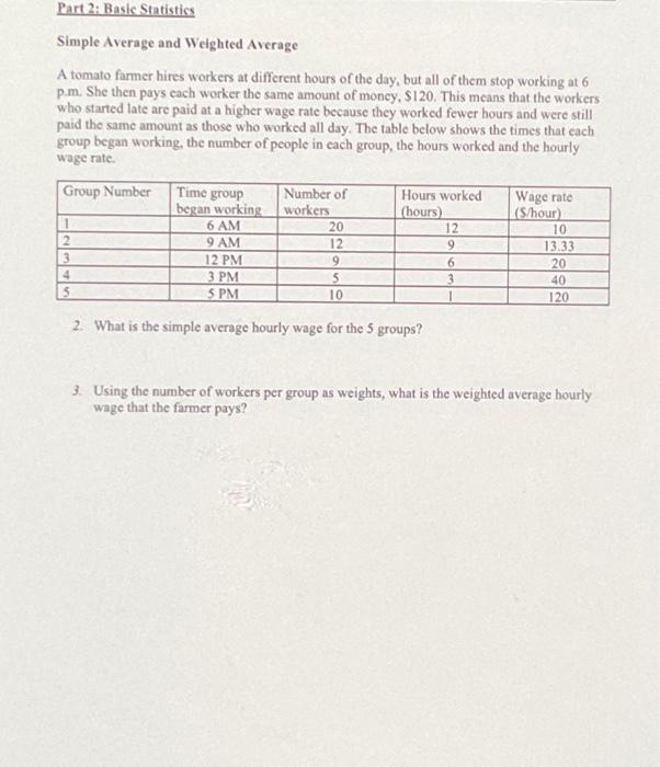 solved-part-2-basic-statistics-simple-average-and-weighted-chegg